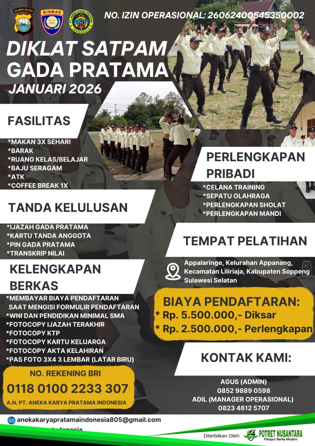 Diklat Satpam Gada Pratama Dibuka Januari 2026, PT Aneka Karya Pratama ...